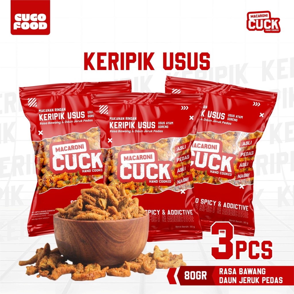 Jual Macaroni Cuck Keripik Usus Daun Jeruk Pedas Kemasan Reguler 80 gr ...