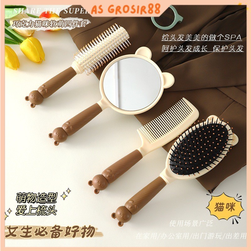 Jual Sisir Rambut Anti Kusut Kaca Cermin Portable Sisir Oval Bulat ...