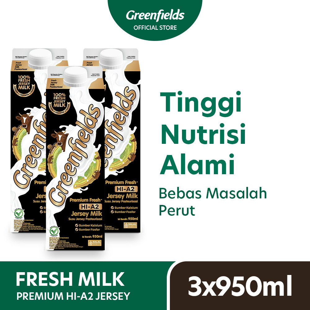 Jual [Triplepack] Susu Segar Greenfields - Premium Jersey Milk 950ml x 3pcs | Shopee Indonesia