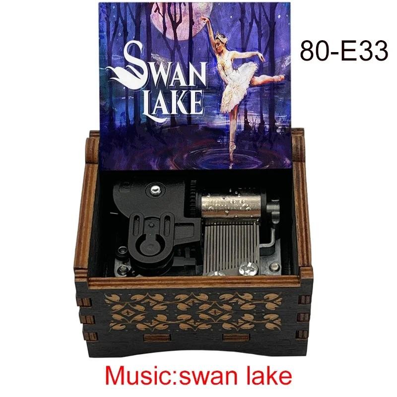 Jual Swan Lake Music Box 18 Note Windup Clockwork Mechanism Wood Music ...