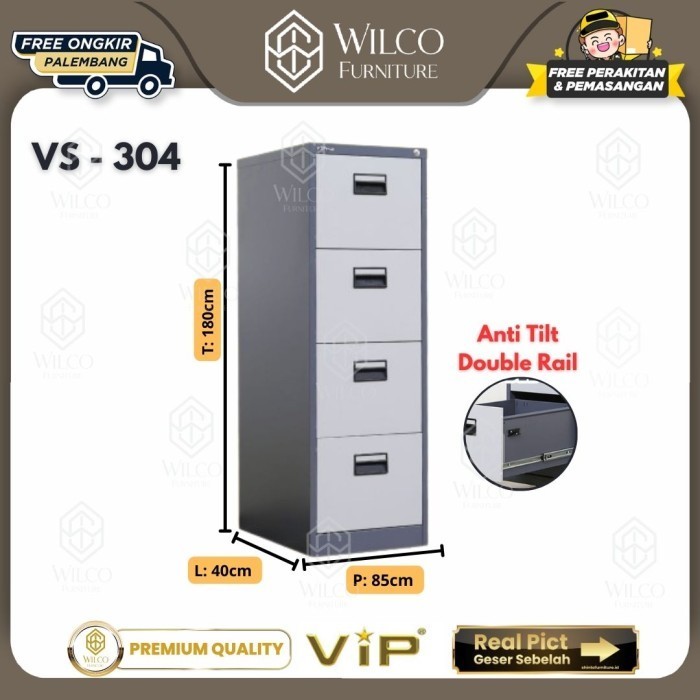 Jual Lemari File Besi VIP VS-304 / Filling Cabinet 4 Laci Besi / Loker ...