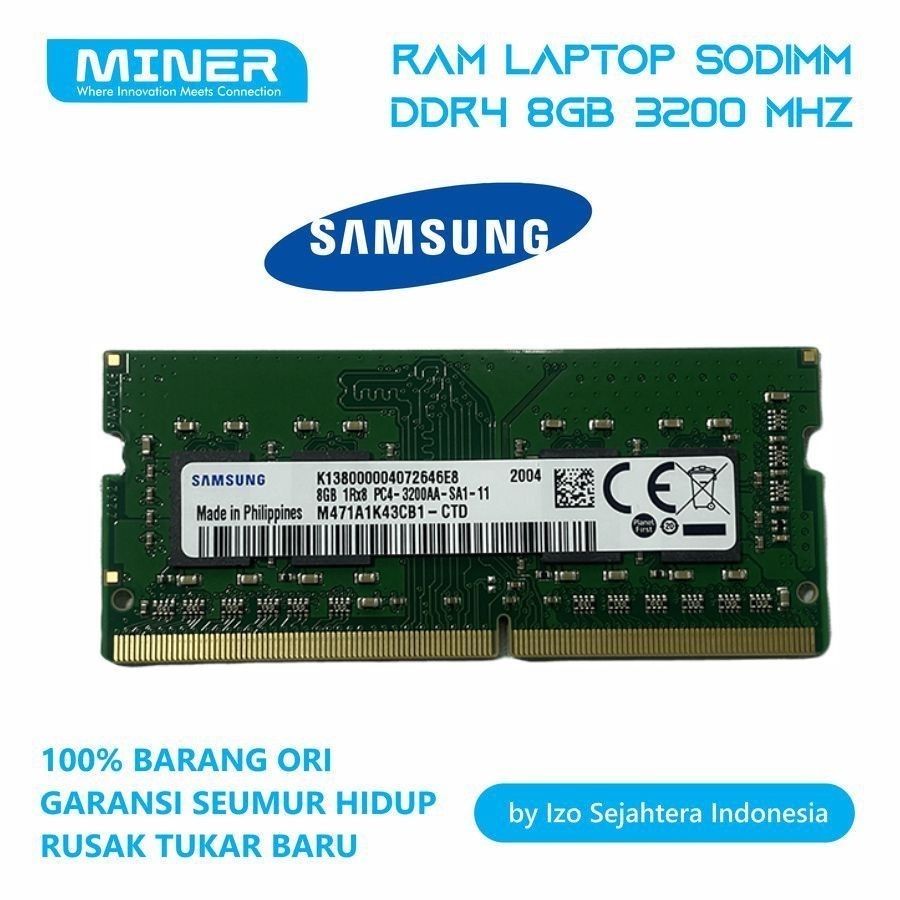 Jual Memory RAM Laptop Samsung SODIMM DDR4 8GB 3200Mhz PC25600 | Shopee Indonesia