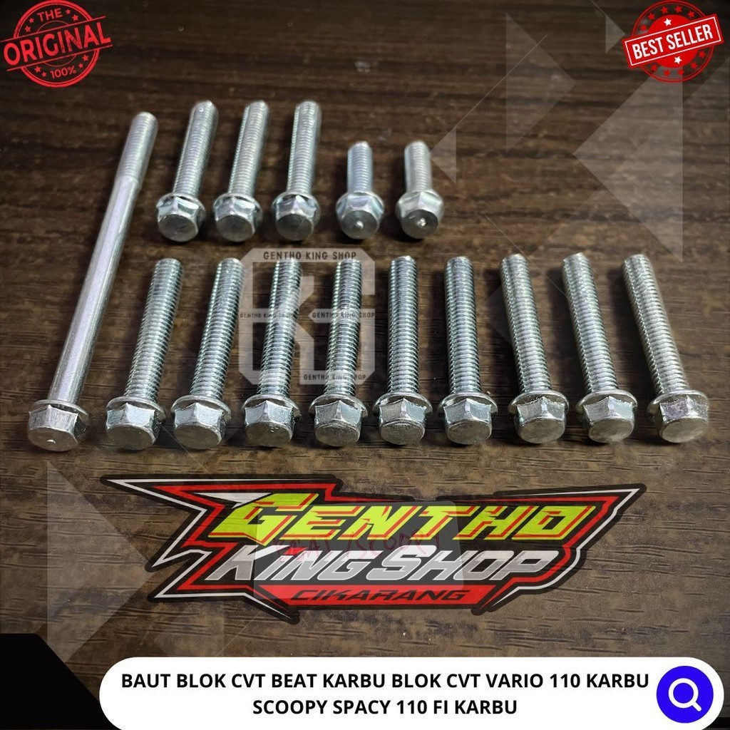 Jual Baut CVT Beat Karbu Full Set / Baud Cover CVT Beat Karburator Full ...