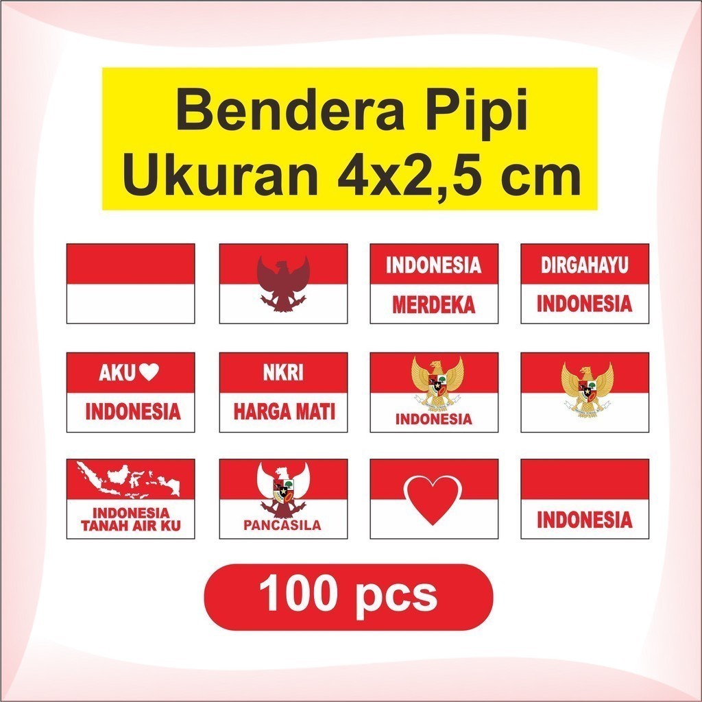 Jual Stiker Pipi Merah Putih 100 Pcs Sticker Bendera Pipi Stiker Tempel ...