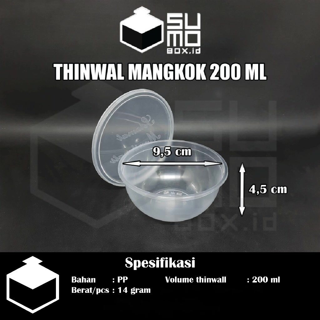 Jual ISI 25PCS Thinwall Mangkok Bulat 200ml + tutup Cup Wadah Puding Pudding / Mangkok Plastik ...