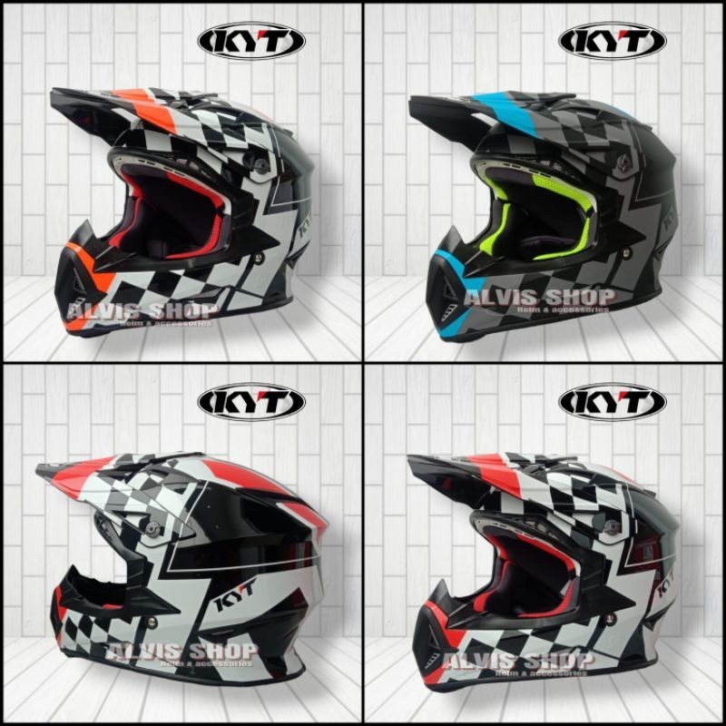 Jual HELM KYT JUMPSHOT MOTIF #4 | FULL FACE HELM CROSS HELM TRAIL | SNI ...