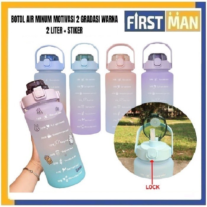 Jual Botol Air Minum 2 Liter Gradasi Warna Tritan Rainbow Viral BPA ...