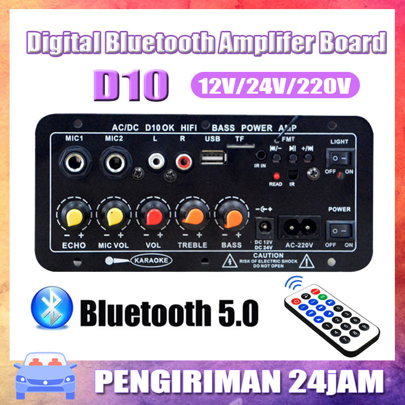 Jual COD D10 Amplifier Board Karaoke Audio Bluetooth USB FM Radio TF ...