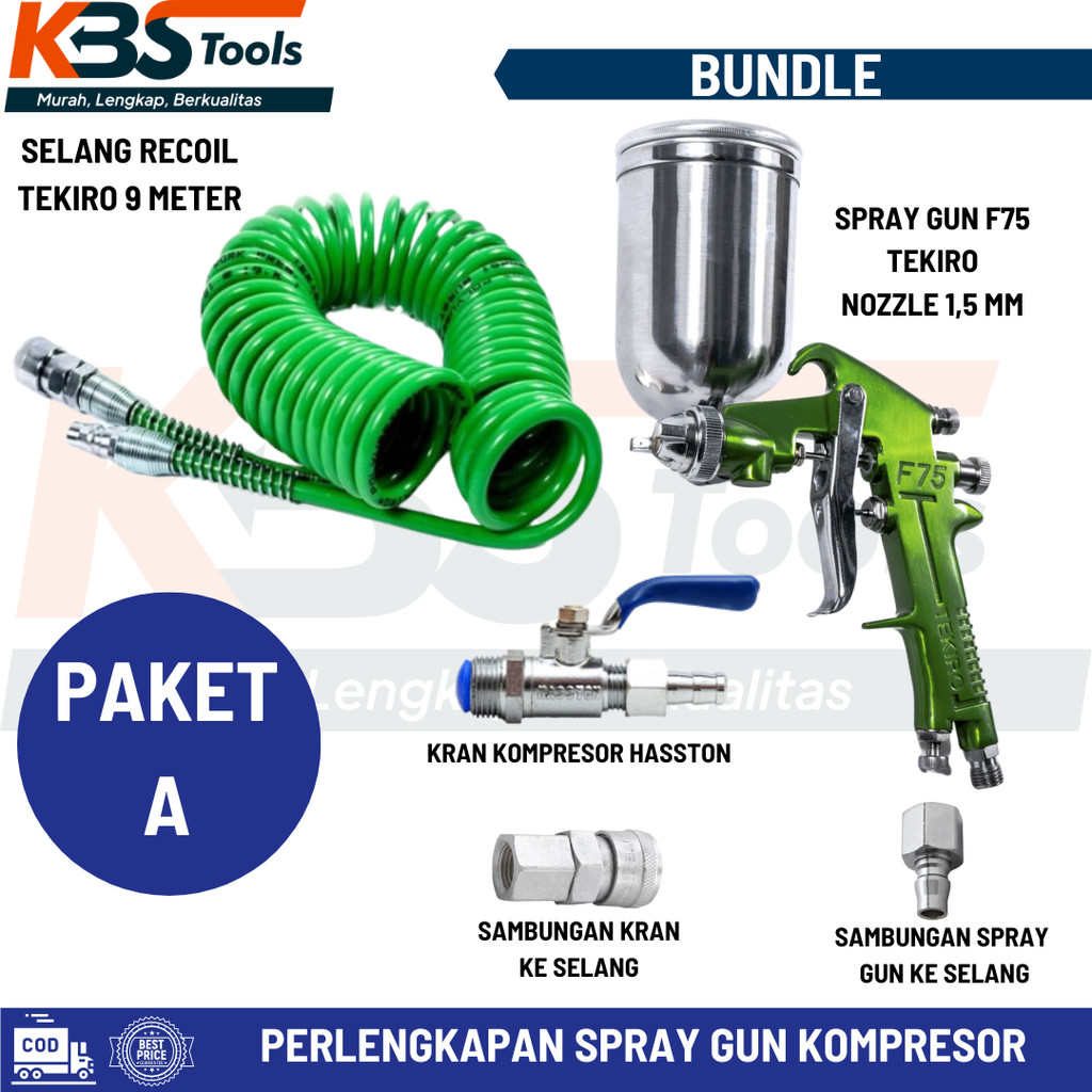 Jual Bundle Perlengkapan Cat Spray Gun Kompresor Spoid Dico Compressor ...