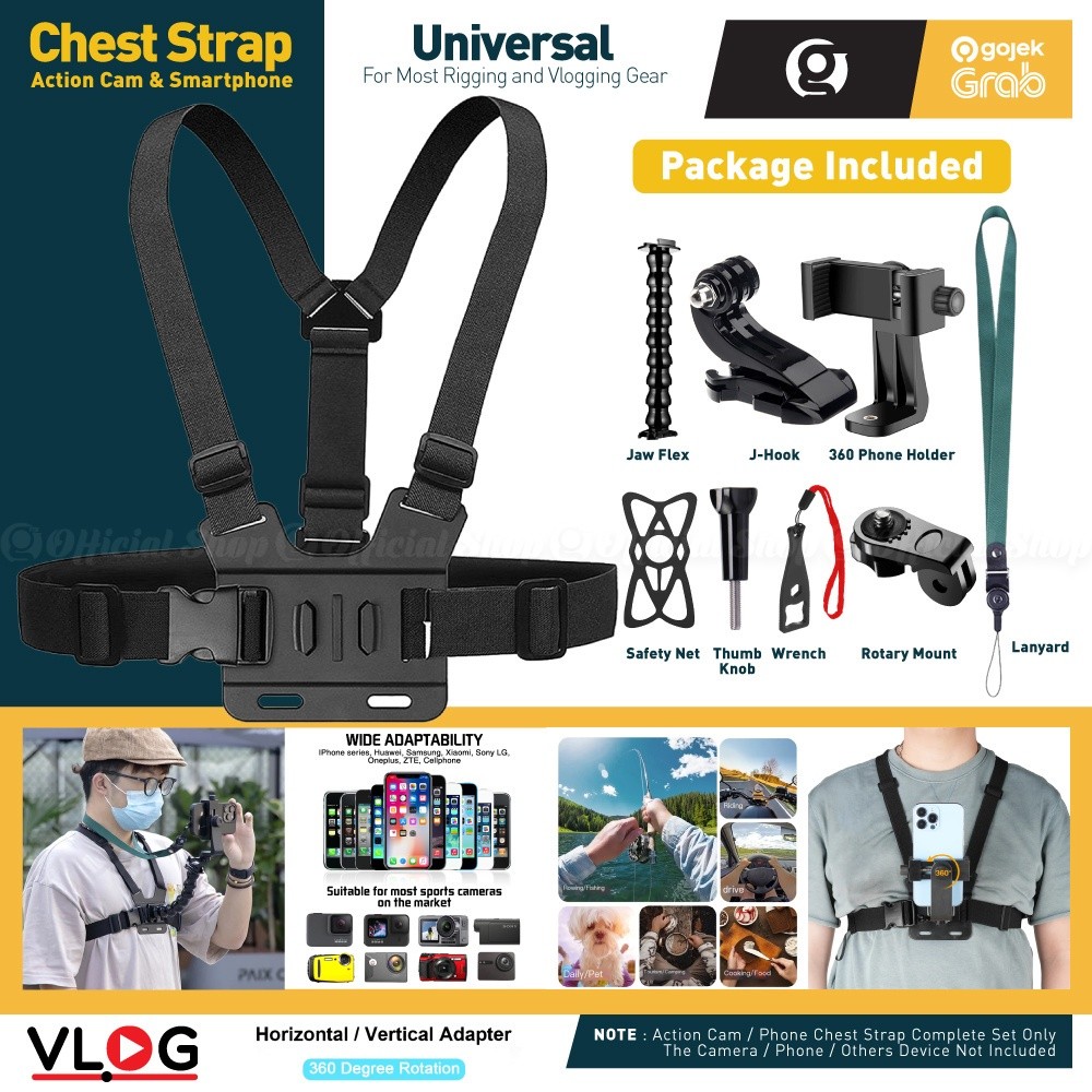 Jual Chest Strap PLUS POV Extension for Handphone Set Mount Belt Holder ...