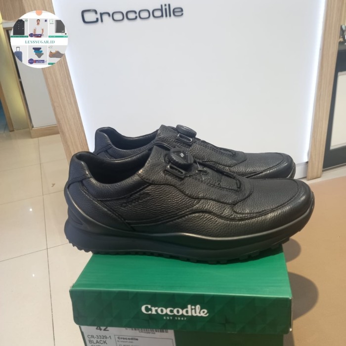 Jual Sepatu CROCODILE Original Kulit Asli Model Fitgo Warna Hitam ...