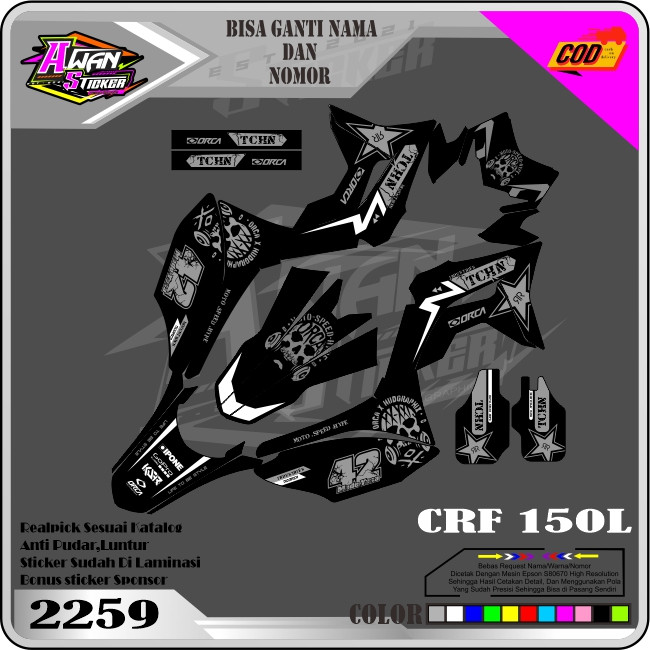 Jual Decal Crf 150 L Full Body Custom Design Striping Hitam Keren Supermoto Decal Honda Crf ...