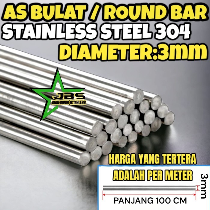 Jual SA99 AS STAINLESS STEEL SS 304 3MMX100CM | Shopee Indonesia