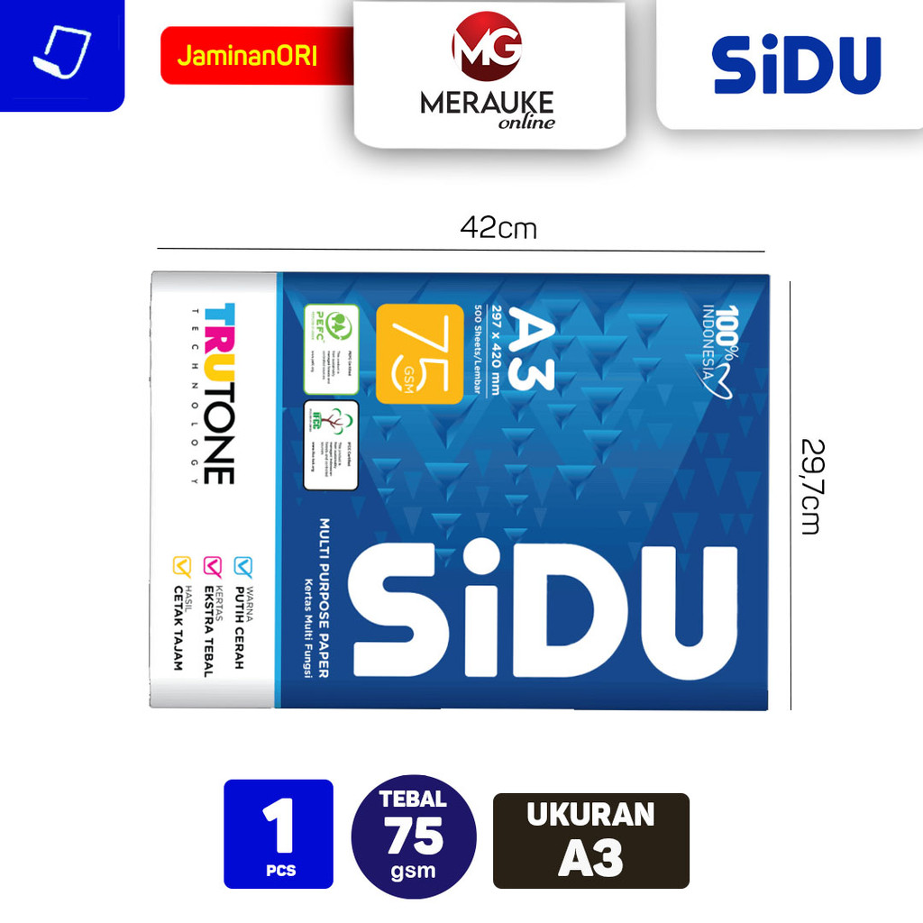 Jual Kertas HVS SiDu A3 75gsm Isi 500 Lembar | Shopee Indonesia