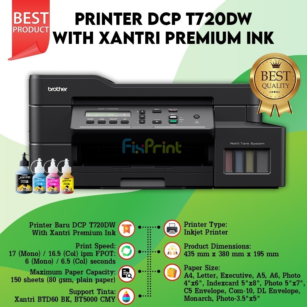 Jual PRINTER BROTHER DCP-T720DW Printer Ink Tank T720 WiFI All In One Garansi Resmi | Shopee ...