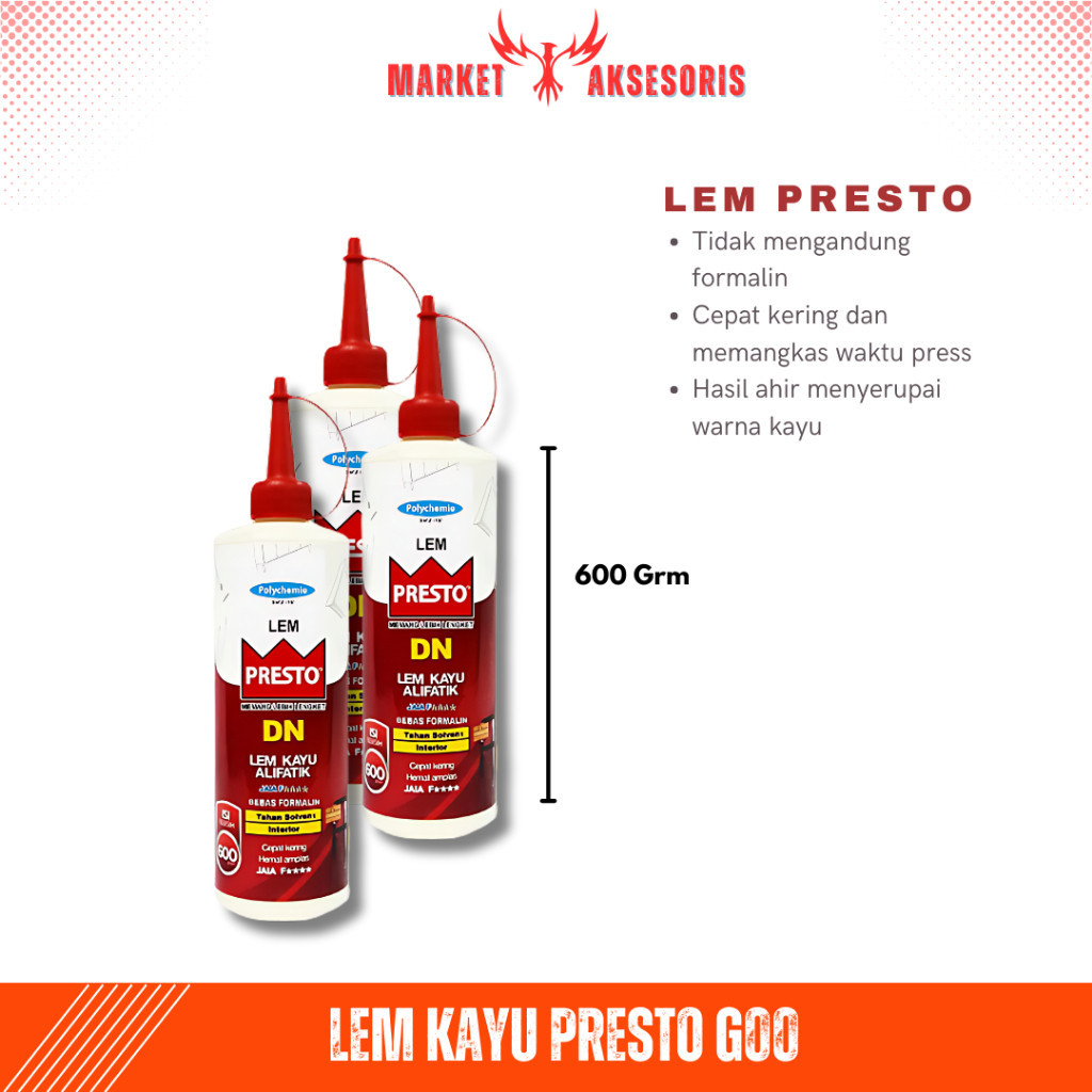 Jual Lem PRESTO DN 600 Gram Kayu Putih Lem Multiplek Mebel Furniture ...