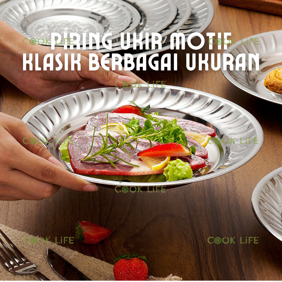 Jual Piring Ukir Motif Klasik Berbagai Ukuran Piring Stainless Steel ...