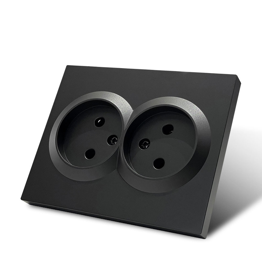Jual Black Double Power Socket 16A EU Standard Electrical Outlet ...