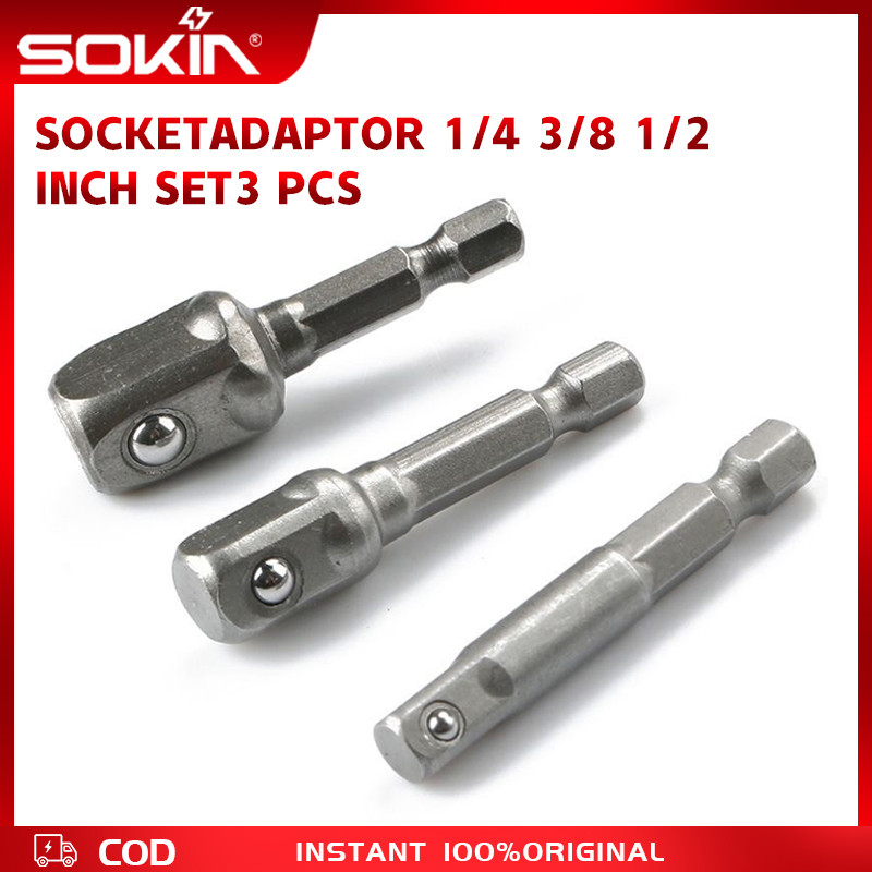 Jual SOKIN Socket Adaptor Drill Bits Hex Shank Impact Driver Tools 1/4 ...
