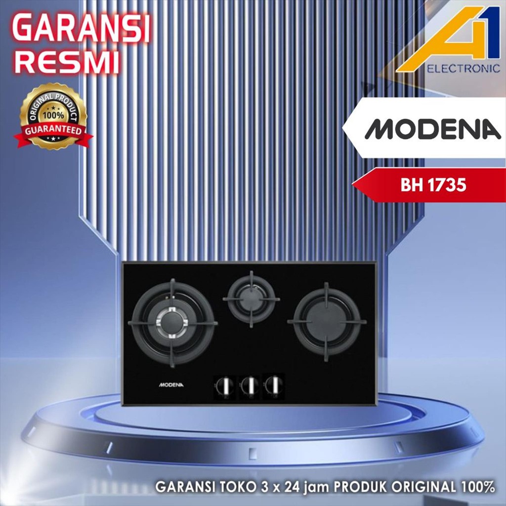 Jual MODENA Kompor Gas Tanam BH 1735 / BH1735 , Bulit In Hob 3 Tungku ...