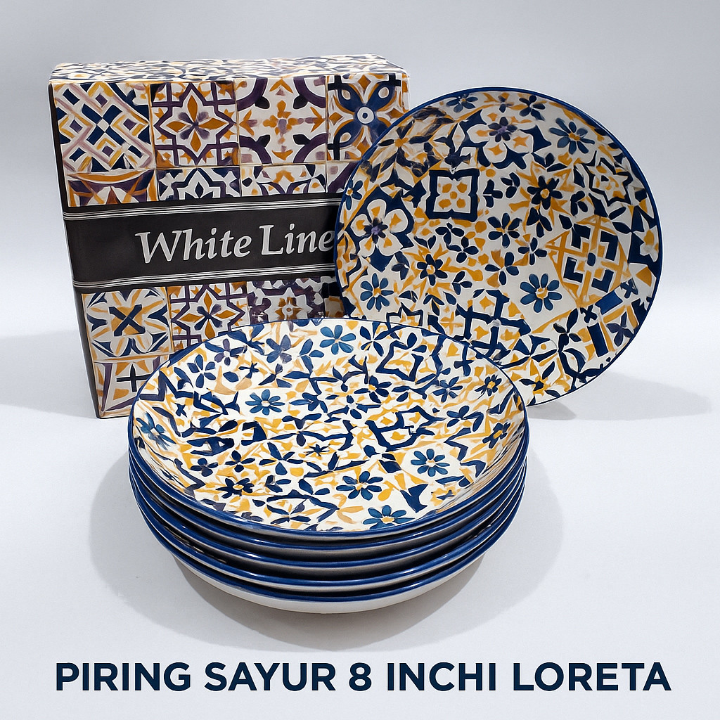 Jual WHITE LINE Piring Keramik 8In LORETA Piring Dalam Piring Sayur ...