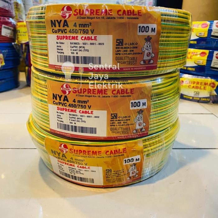 Jual KABEL NYA / GROUNDING 4MM SUPREME 100M (METER) - Kuning | Shopee ...