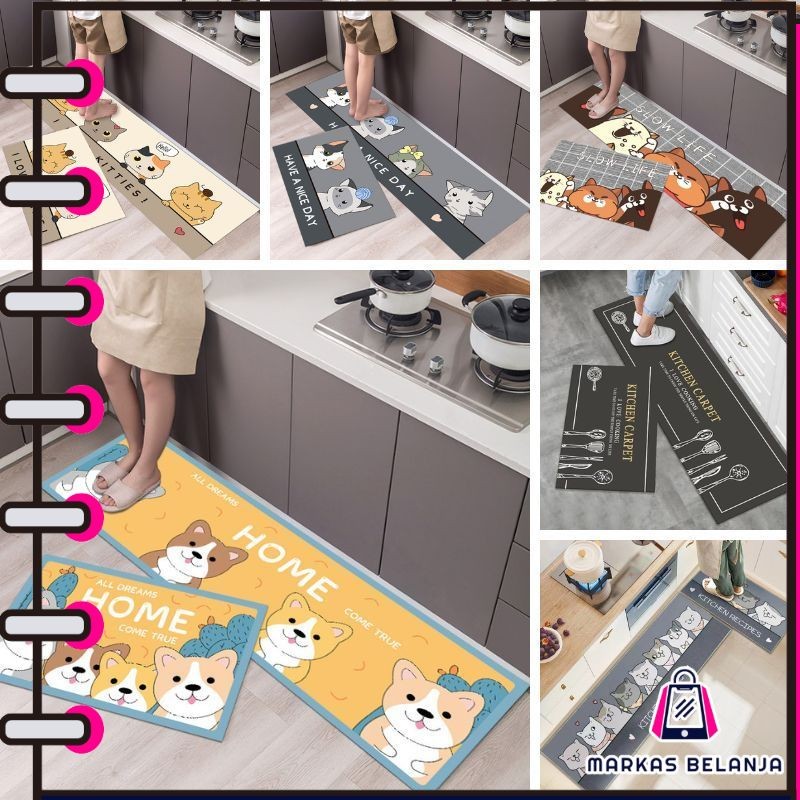 Jual HL0524 Keset Kaki Dapur 2 In 1 Panjang dan Pendek 40 x 120 cm Anti Slip Mat Keset Kaki Set ...