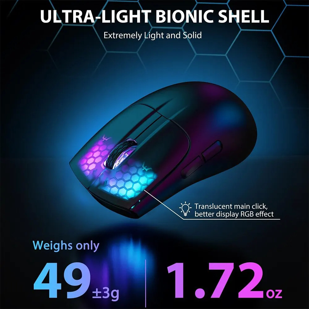 Jual ATTACK SHARK X5 49g Wireless Mouse,Bluetooth Tri-mode,PixArt ...