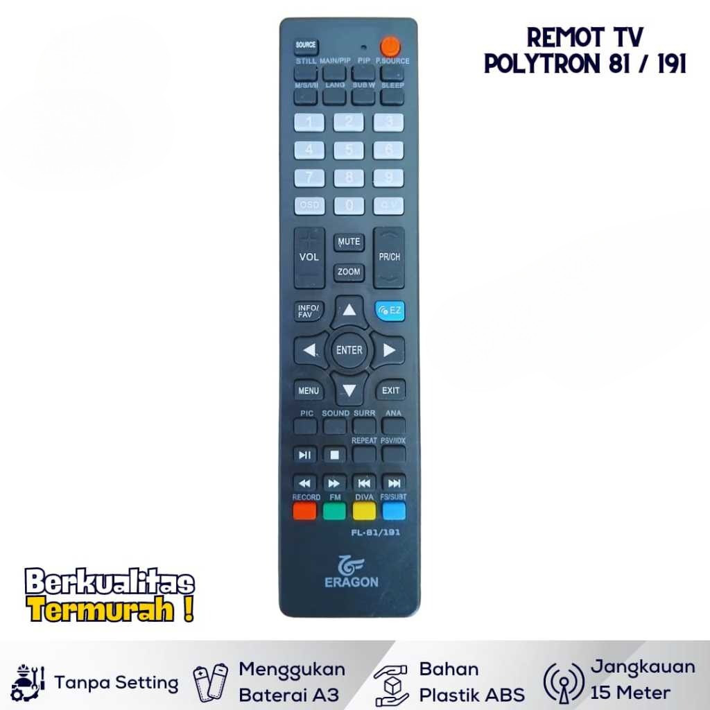 Jual Remote TV Polytron LCD LED Universal Asli Langsung Pakai 81/191 ...