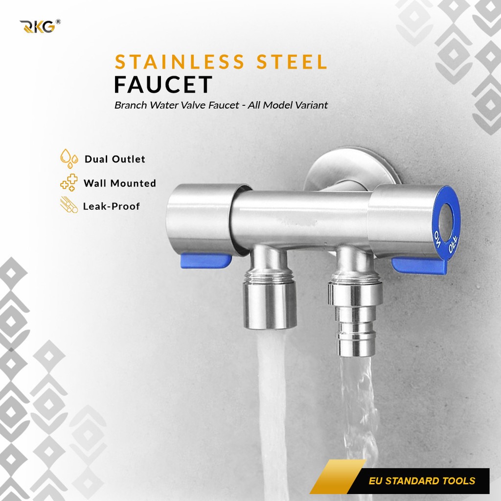 Jual Keran Cabang Stop Kran Double Angle Valve Stainless Steel Faucet ...