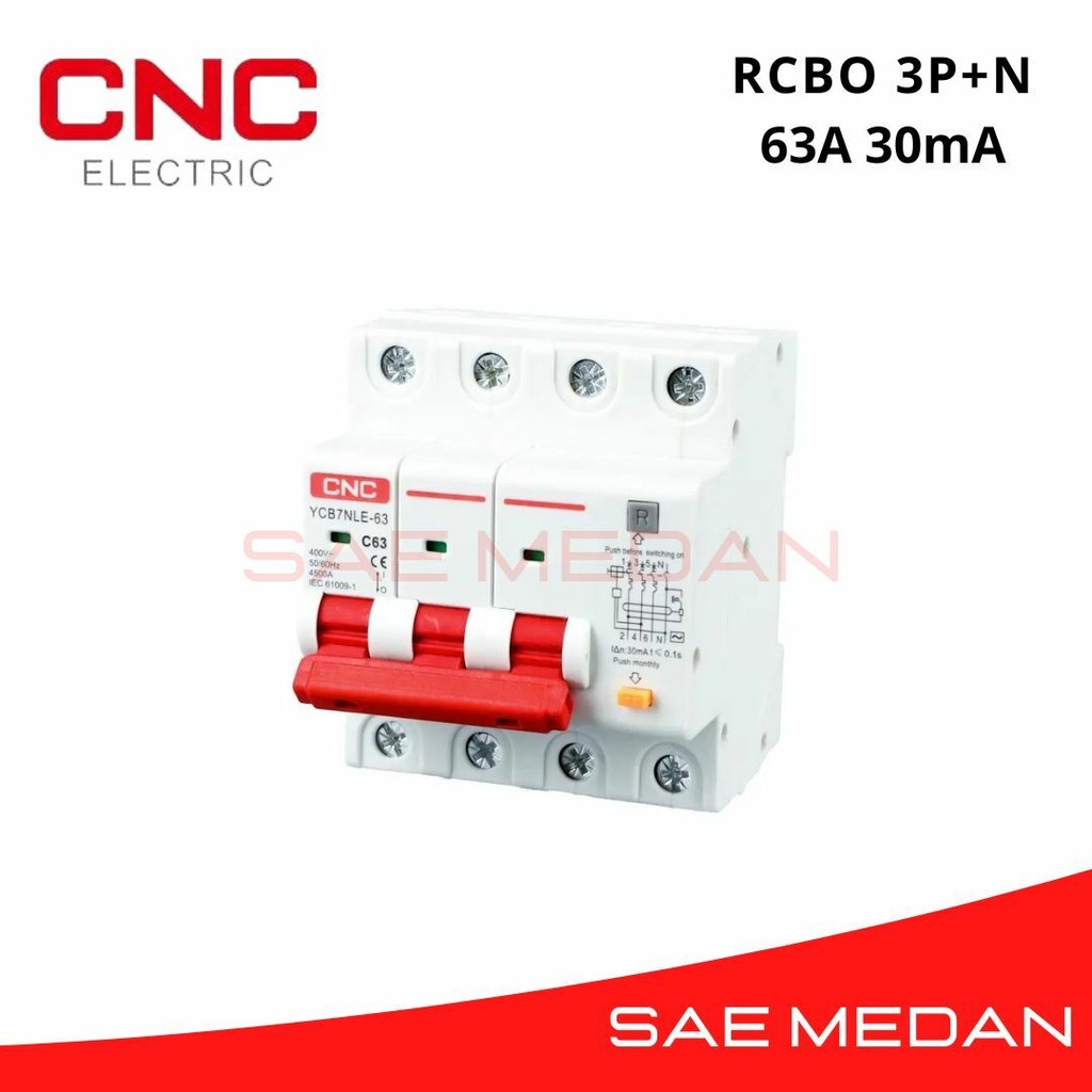 Jual RCBO 3P+N 30mA 63A CNC YCB7NLE-63 | Shopee Indonesia