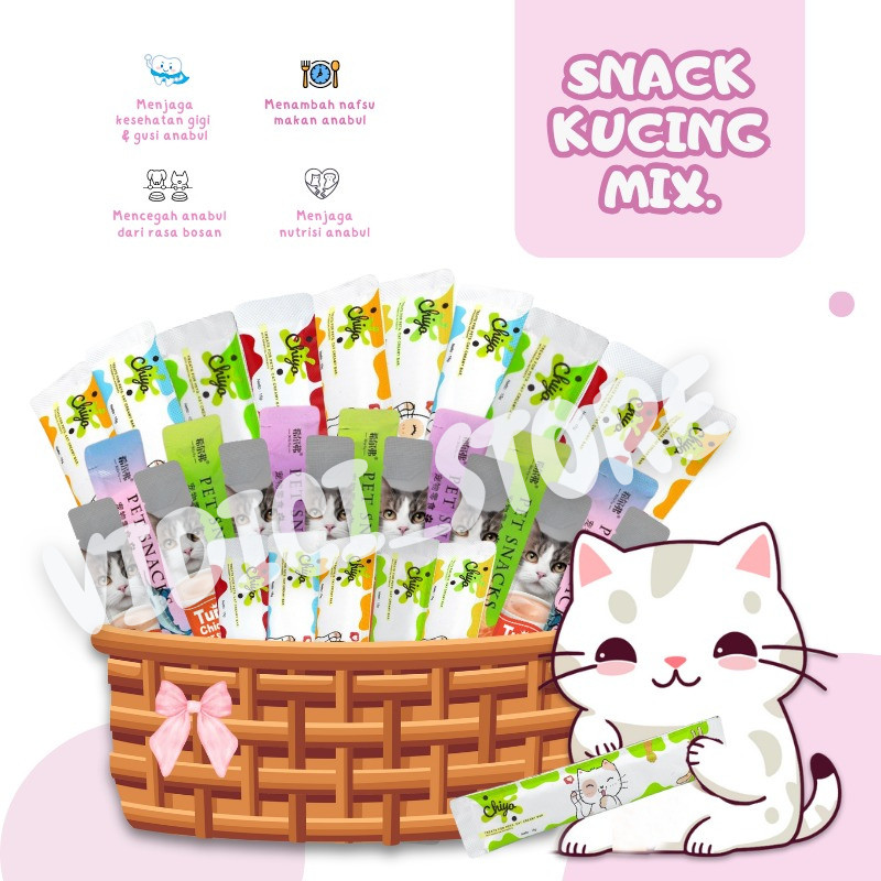 Jual Snack Kucing Mix isi 50 pcs /Strip Kucing Kecil / Cemilan Kucing ...