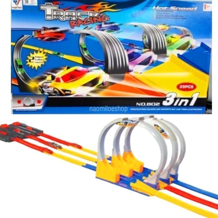Jual SV39OP Track 3 jalur mainan track mobil racing 3 jalur halilintar ...