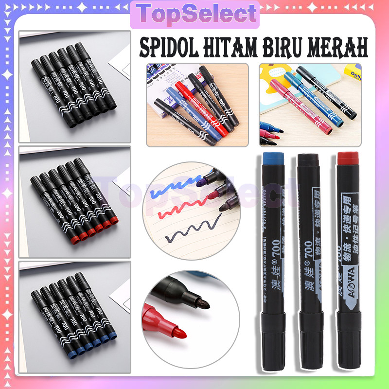 Jual Permanent Marker Minyak Hitam Biru Merah Tidak Pudar /Alat Tulis ...