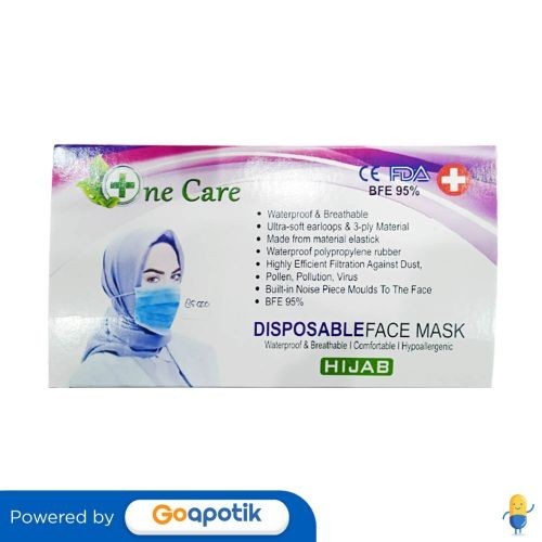 Jual Onecare 3ply Disposable Mask Hijab Box 50 Pcs | Shopee Indonesia