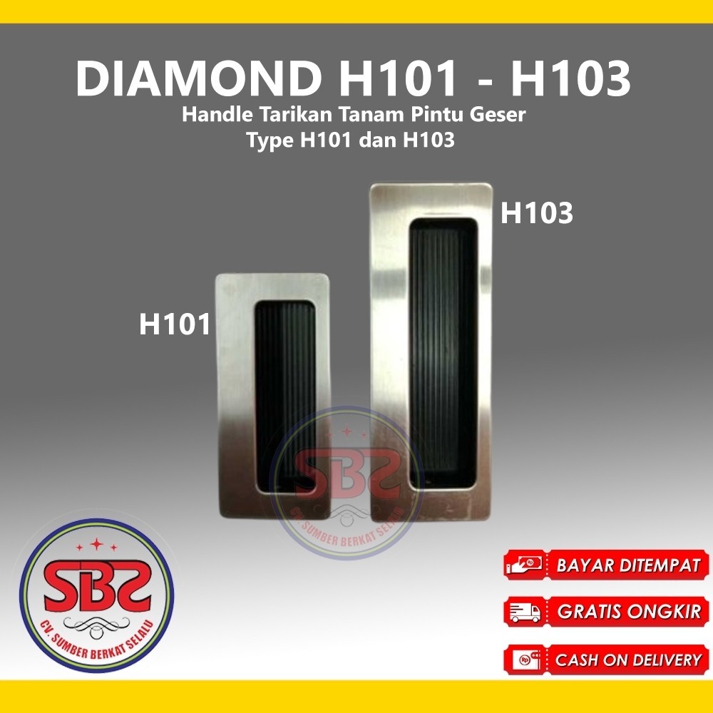 Jual DIAMOND H101 dan H103 Handle Tarikan Tanam Pintu Geser / Sliding ...