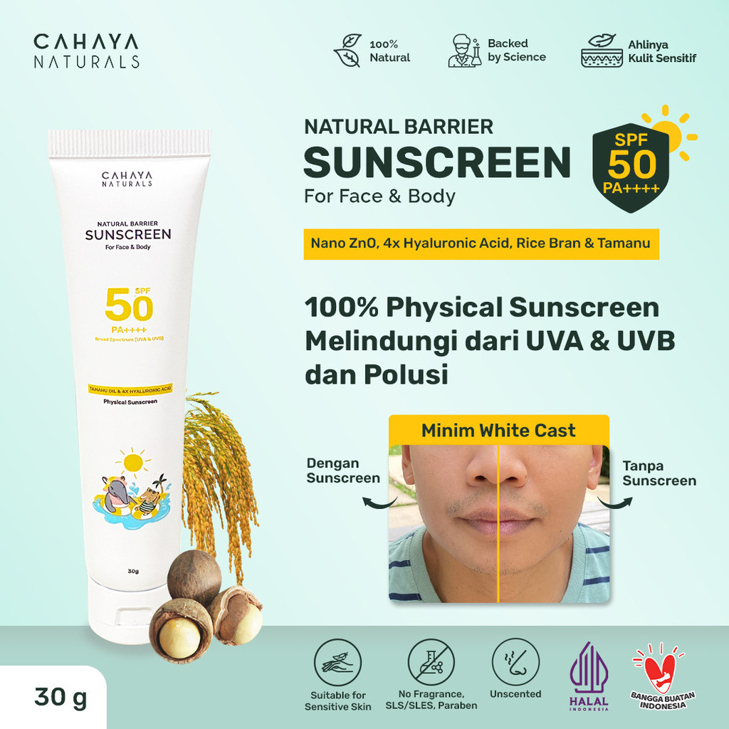 Jual Cahaya Naturals Physical Sunscreen SPF 50+ PA+++ dengan 4x Barrier ...
