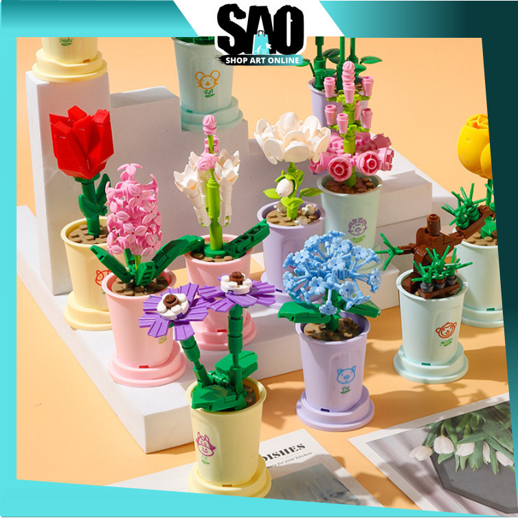 Jual SAO - M6320 Mainan Bunga DIY Block 3D / Building Blocks Motif ...