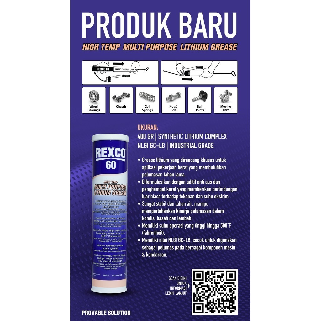 Jual REXCO 60 HIGH TEMP MULTI PURPOSE LITHIUM GREASE CARTRIDGE | Shopee ...