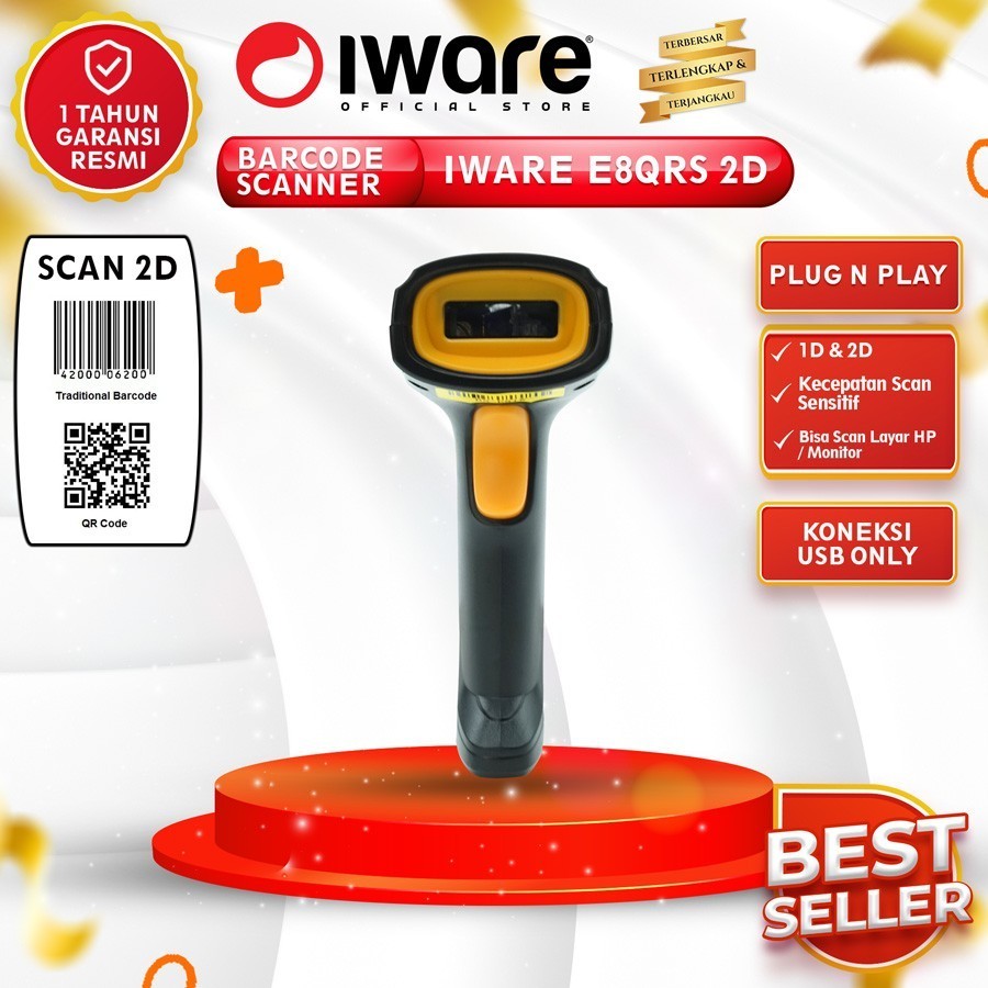 Jual BARCODE SCANNER IWARE 2D BS-E8QRS USB ONLY (FREE STAND) | Shopee Indonesia