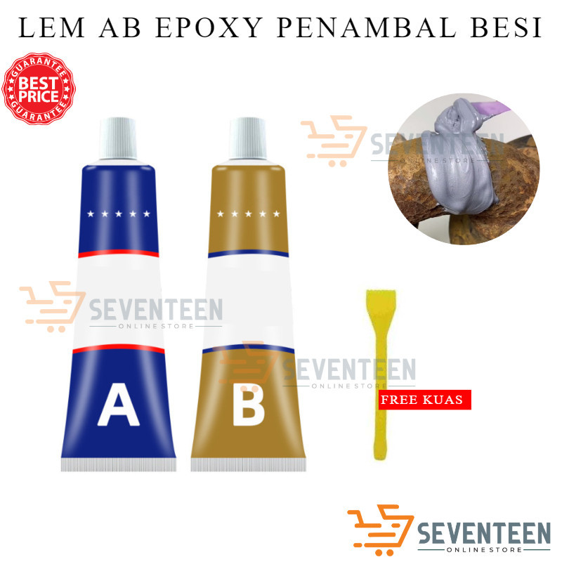 Jual SEVENTEEN LEM BESI EPOXY 2 KOMPONEN LEM AB EPOXY RESIN HARDENER ...