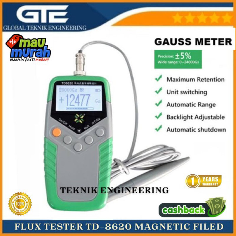 Jual Tesla Gauss Magnet Meter TD8620 Flux Tester TD-8620 Magnetic Field ...