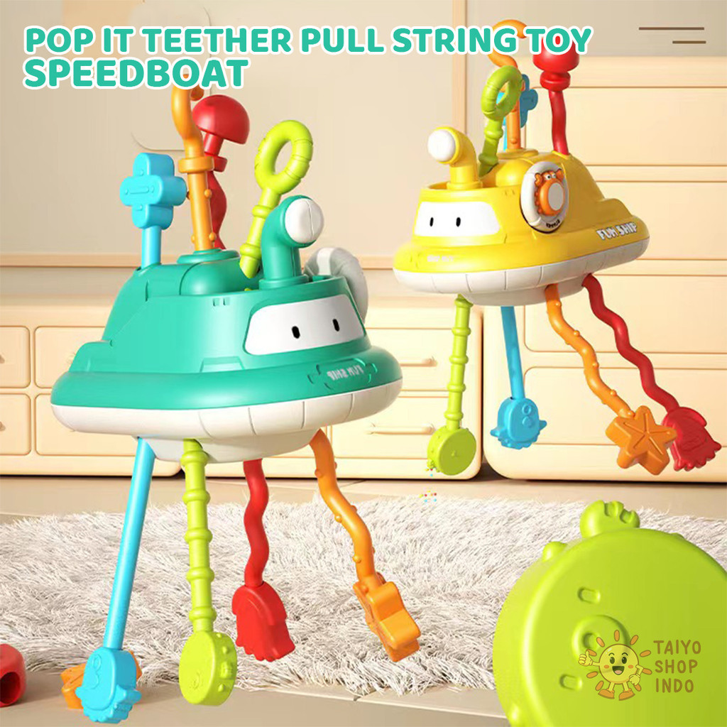 Jual TAIYO Pop It Teether Pull String Toy Speadboat Toys Bayi Tarik ...