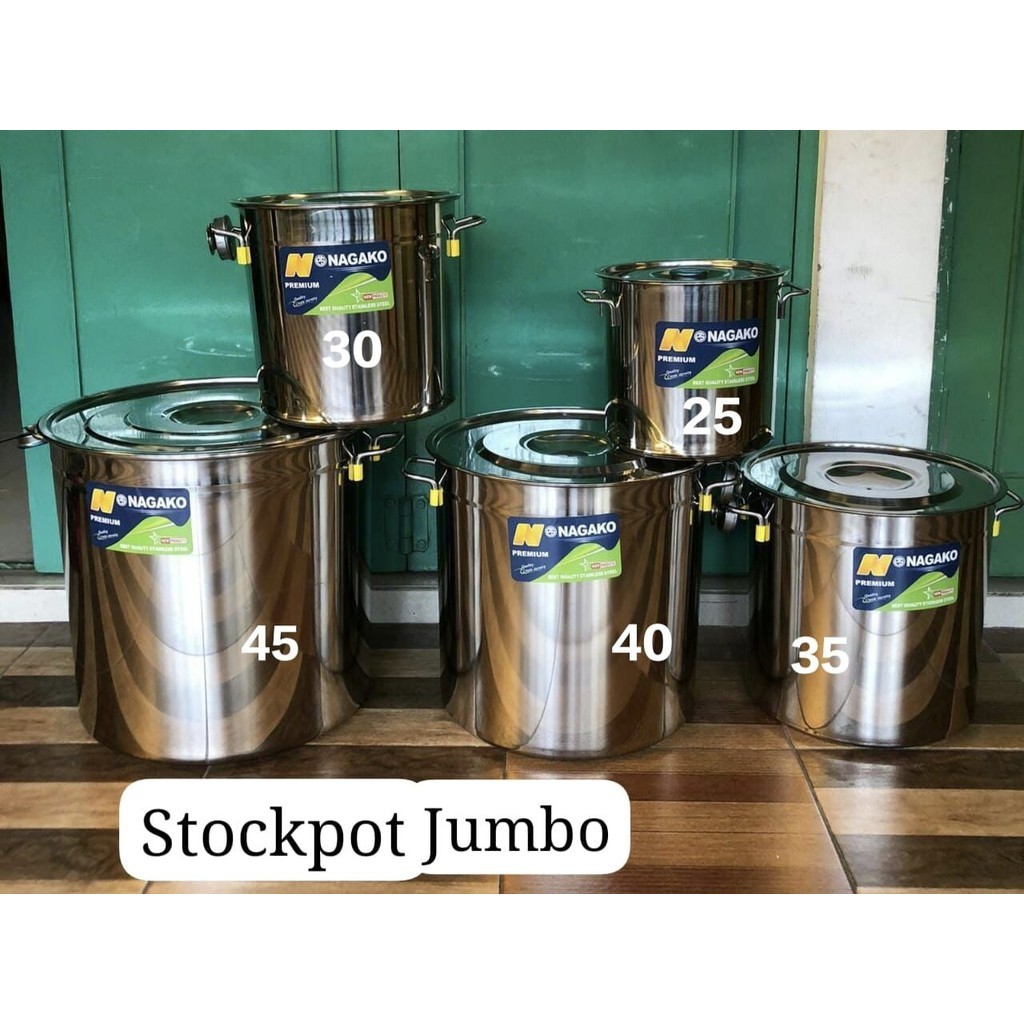 Jual Panci / Stock pot stainless Jumbo ukuran 25cm, 30cm, 35cm, 40cm ...