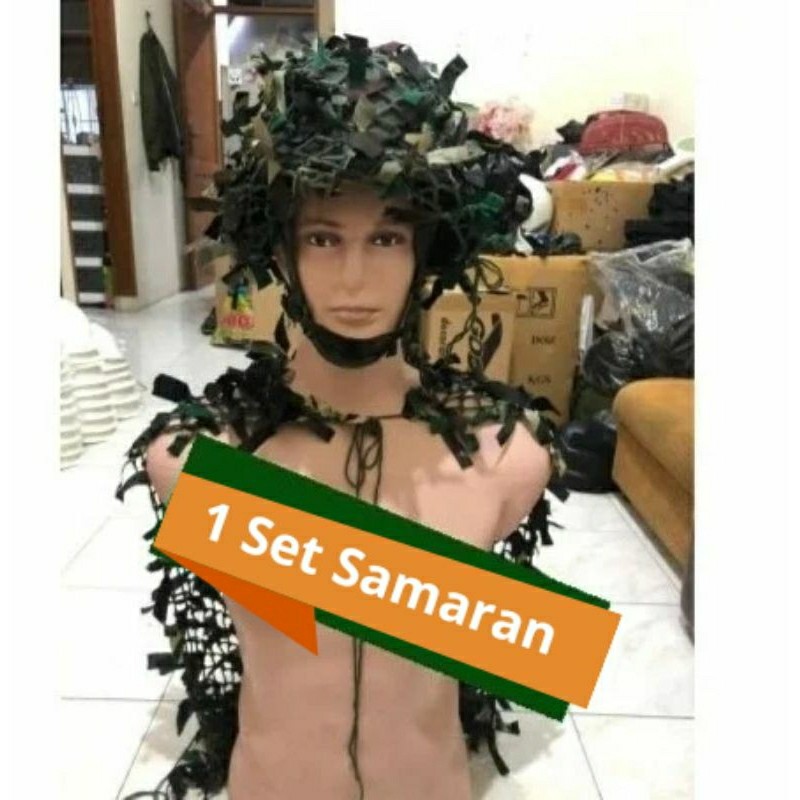 Jual Samaran ransel dan helm tentara 1 Set perorangan jaring samaran ...