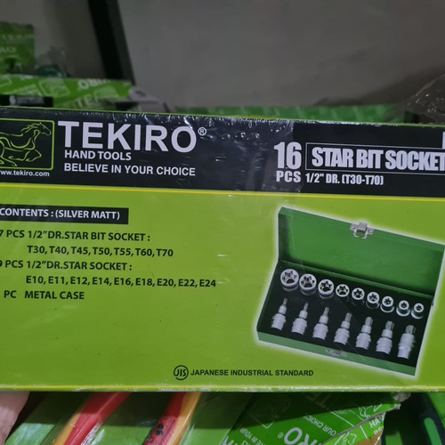 Jual TEKIRO Starbit Socket Set 1/2inch (Mata Sock L Bintang) SC-SB0637 1set (16pcs) | Shopee ...