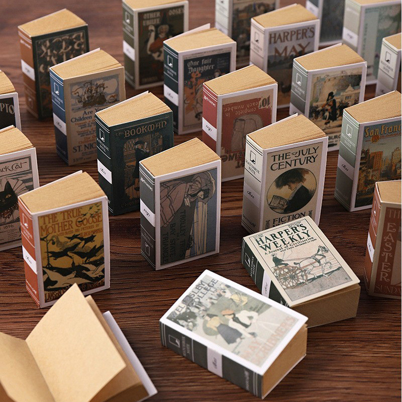 Jual Vintage Book Shape Memo Pads Mini Tearable Writing Paper Message ...