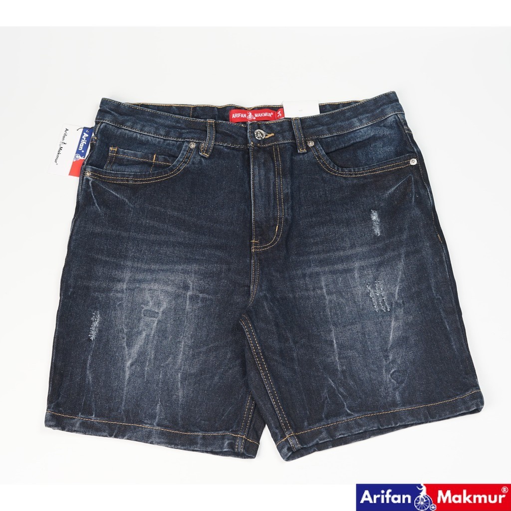 Jual Arifan Makmur Celana Jeans 15 Oz Reguler Pendek Dark Blue | Shopee ...