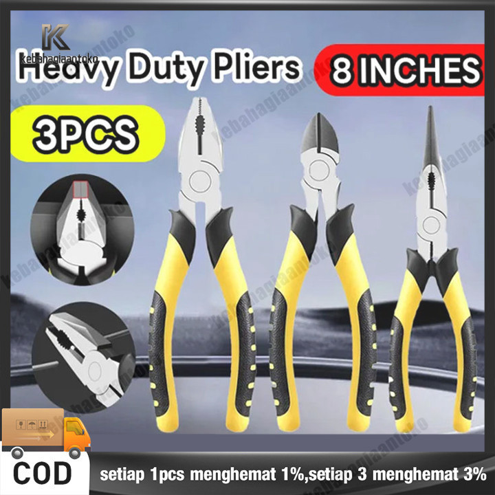 Jual Asli 3 pcs 8 Inchi Tang Tugas Berat Set Tang Hidung Panjang Set ...