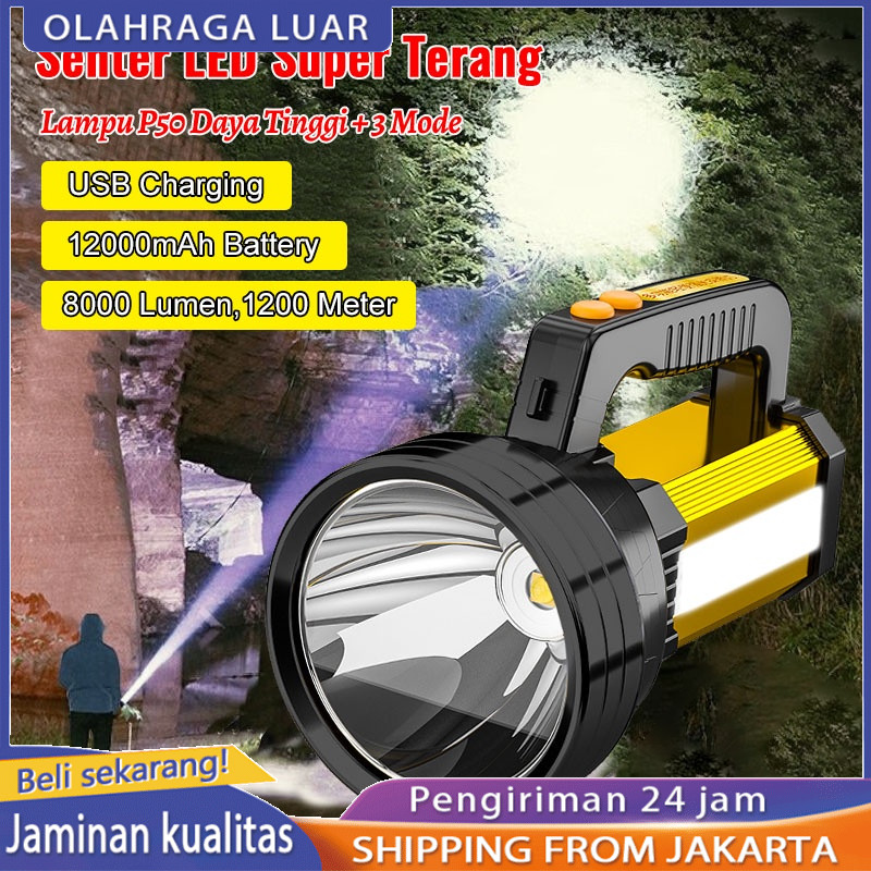 Jual Senter LED Jumbo Super Terang/Senter LED 3 Mode Cahaya Super ...